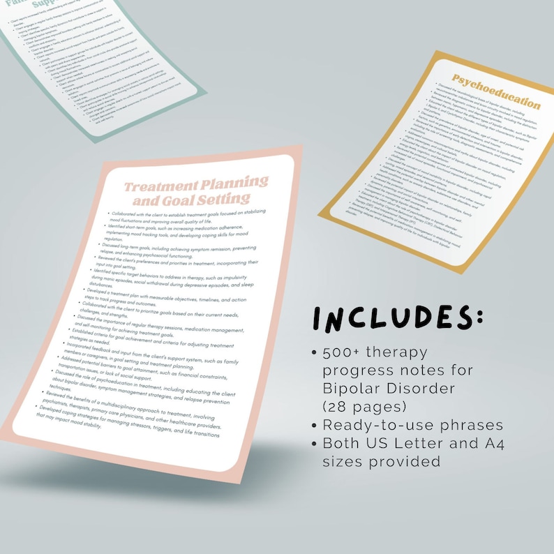 Bipolar Disorder Therapy Progress Notes: Counselor Cheat Sheet (PDF) - Etsy
