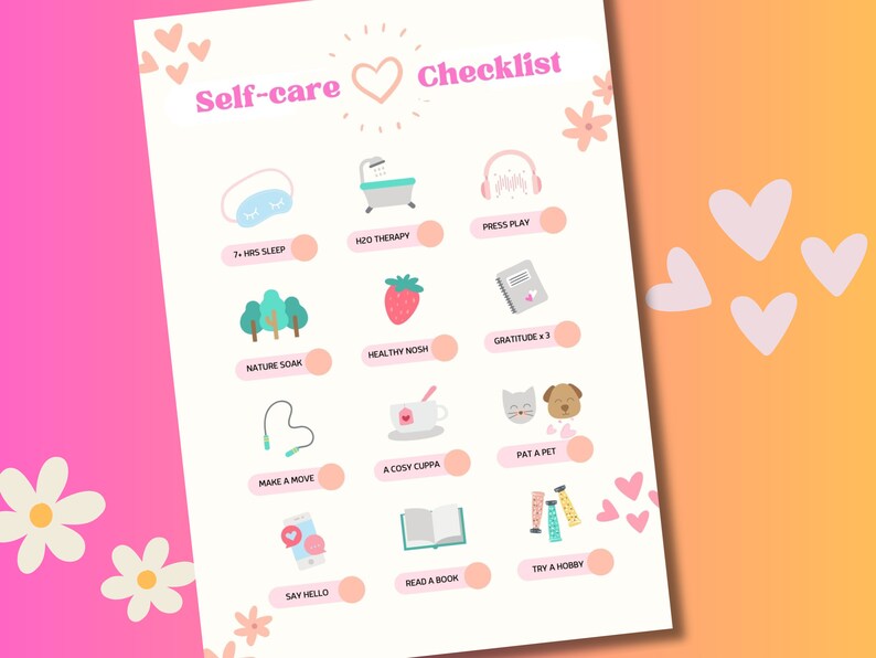 Self Care Checklist Printable Template Poster Wellbeing - Etsy Self Care Checklist Printable Template Poster Wellbeing - Etsy