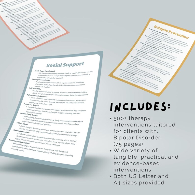 Bipolar Disorder Therapy Cheatsheet Interventions Questions Progress ...