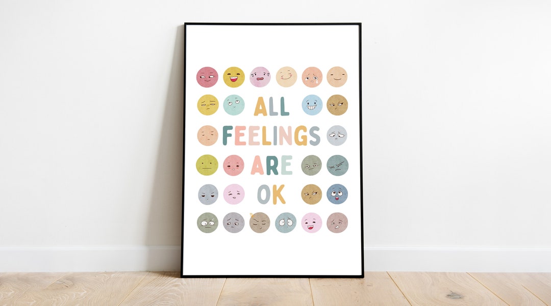 Feelings Chart Emotions Poster All Feelings Are Okay Classroom ...