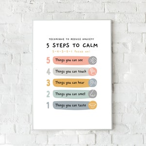 Self Care Ed Grounding Technique Poster Anxiety Calming Anxious Kids ...