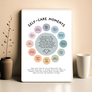 Self Care Ed Wheel Wellbeing Poster Mindfulness Motivational Mental ...