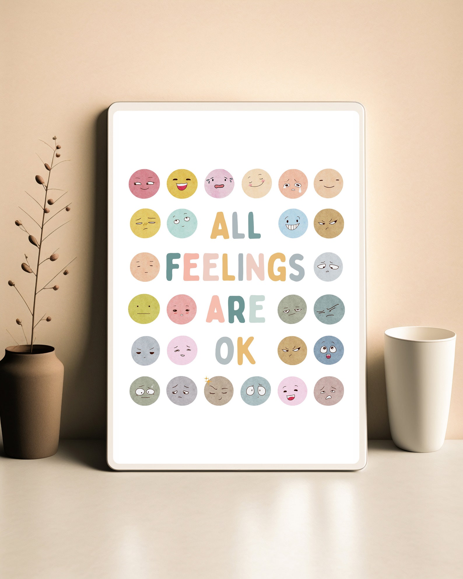 Feelings Chart Emotions Poster All Feelings Are Okay Classroom ...