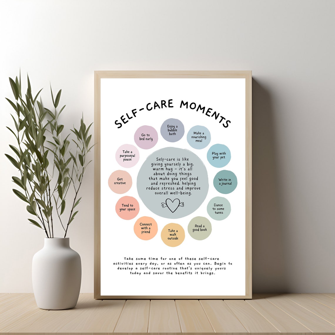 Self Care Ed Wheel Wellbeing Poster Mindfulness Motivational Mental ...
