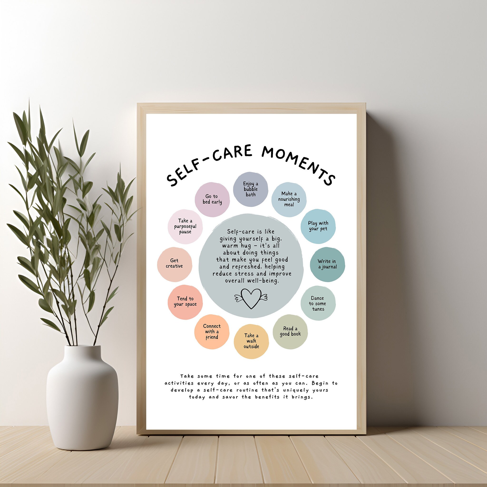 Self Care Ed Wheel Wellbeing Poster Mindfulness Motivational Mental ...