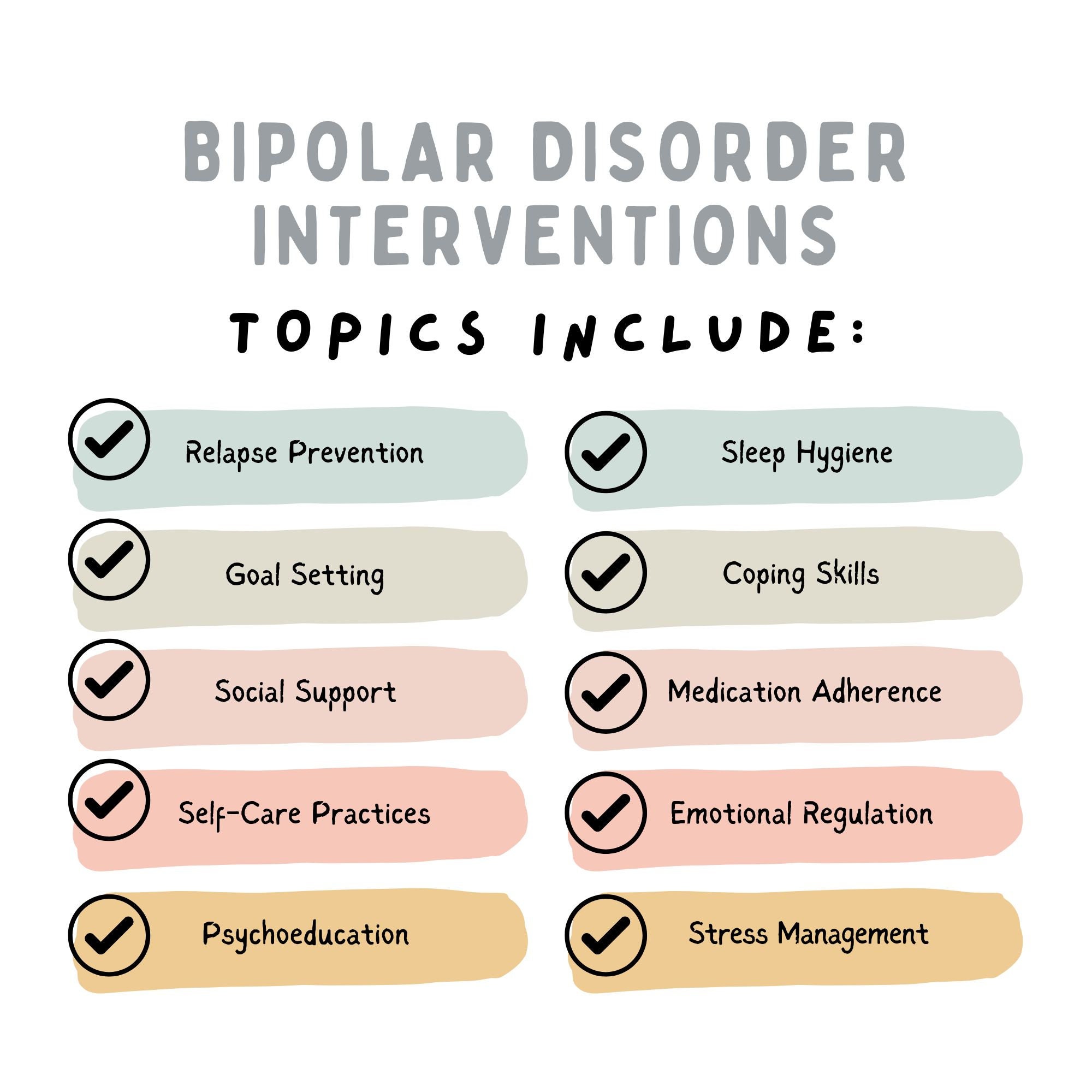 Bipolar Disorder Therapy Cheatsheet Interventions Questions Progress ...