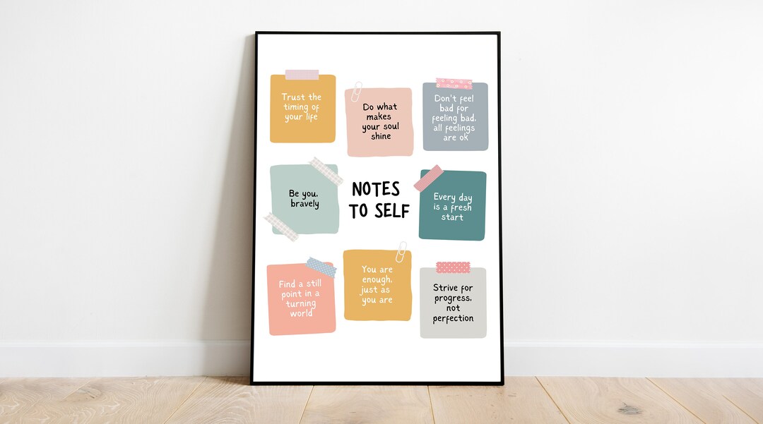 Notes to Self Poster: Inspirational Affirmations, Mental Health Decor ...