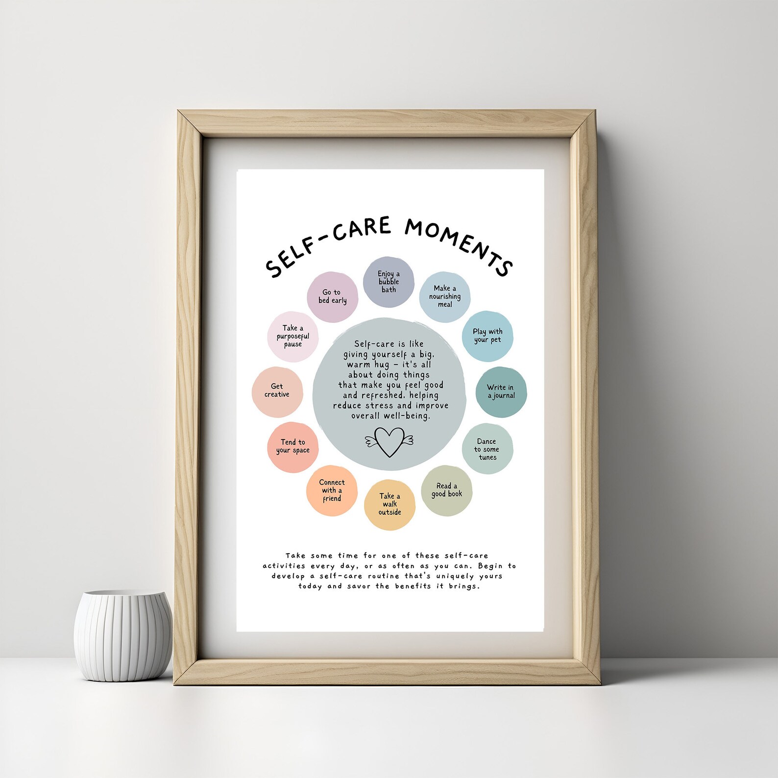 Self Care Ed Wheel Wellbeing Poster Mindfulness Motivational Mental ...