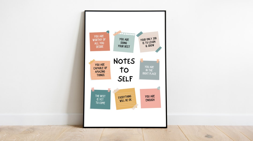 Note to Self Notes Digital Mental Health Poster Self Love Care - Etsy
