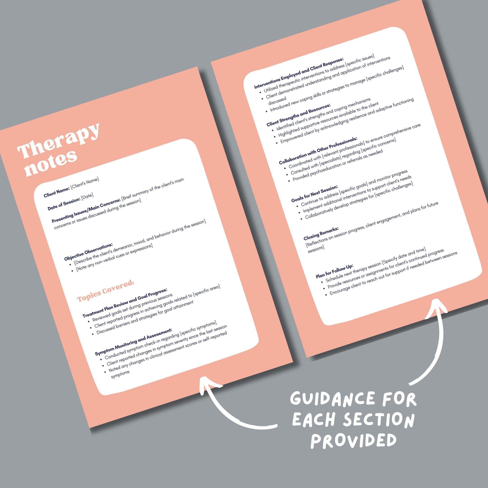 Therapytools Notes Template Therapist Note Sheets Intervention Therapy ...