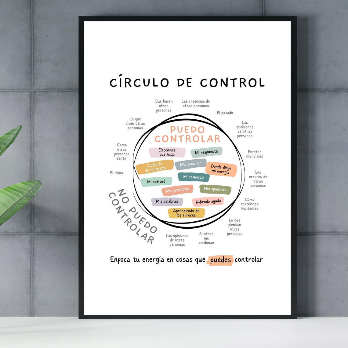 Spanish Circle of Control Poster: Therapy Office Decor (digital ...