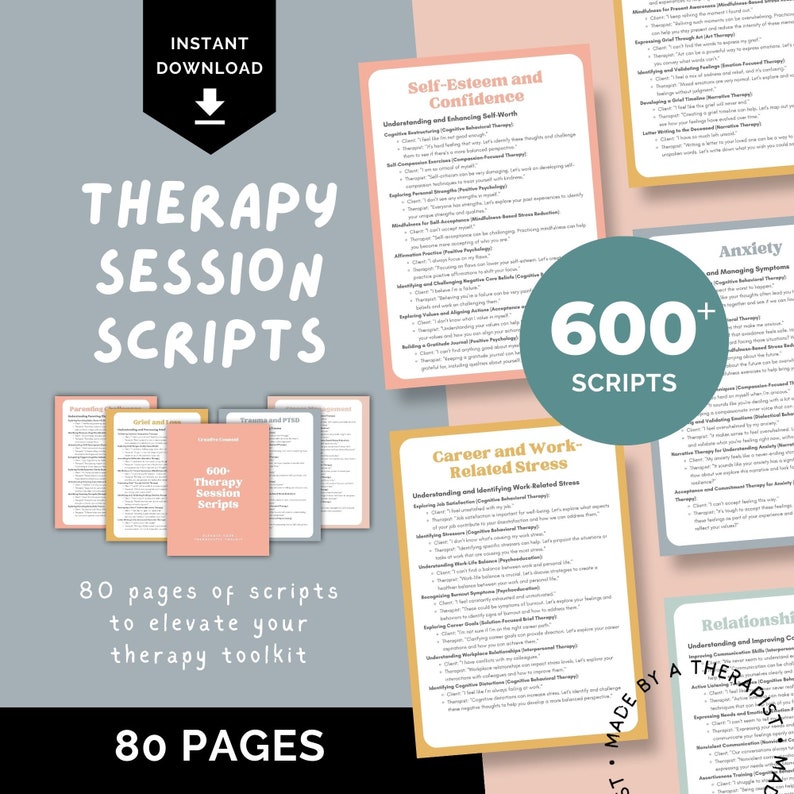 Therapy Session Scripts Cheat Sheet for Therapists Counselors Mental ...