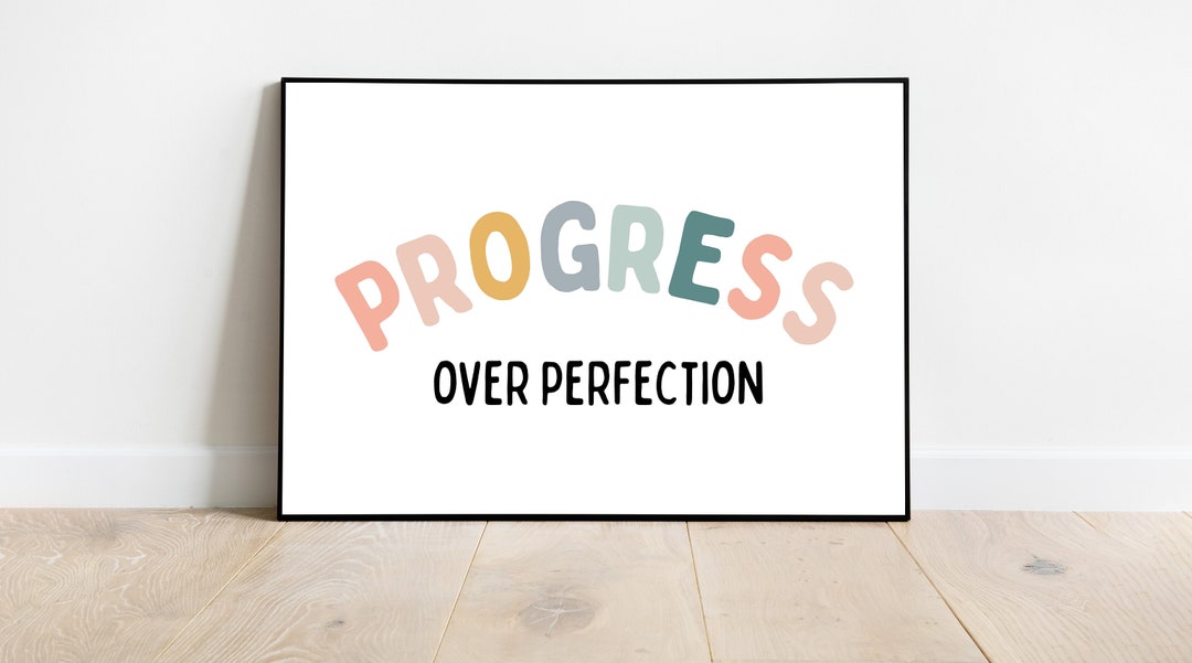 Progress Over Perfection Inspiration Poster Decor Motivation Classroom ...