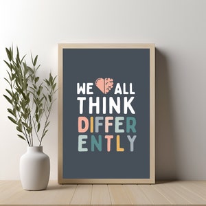 Neurodiversity We All Think Differently Poster Neurodiverse Inclusive ...