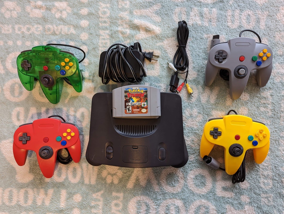 Nintendo 64 Console With Pokemon Stadium up to 4 Controllers and Cables ...