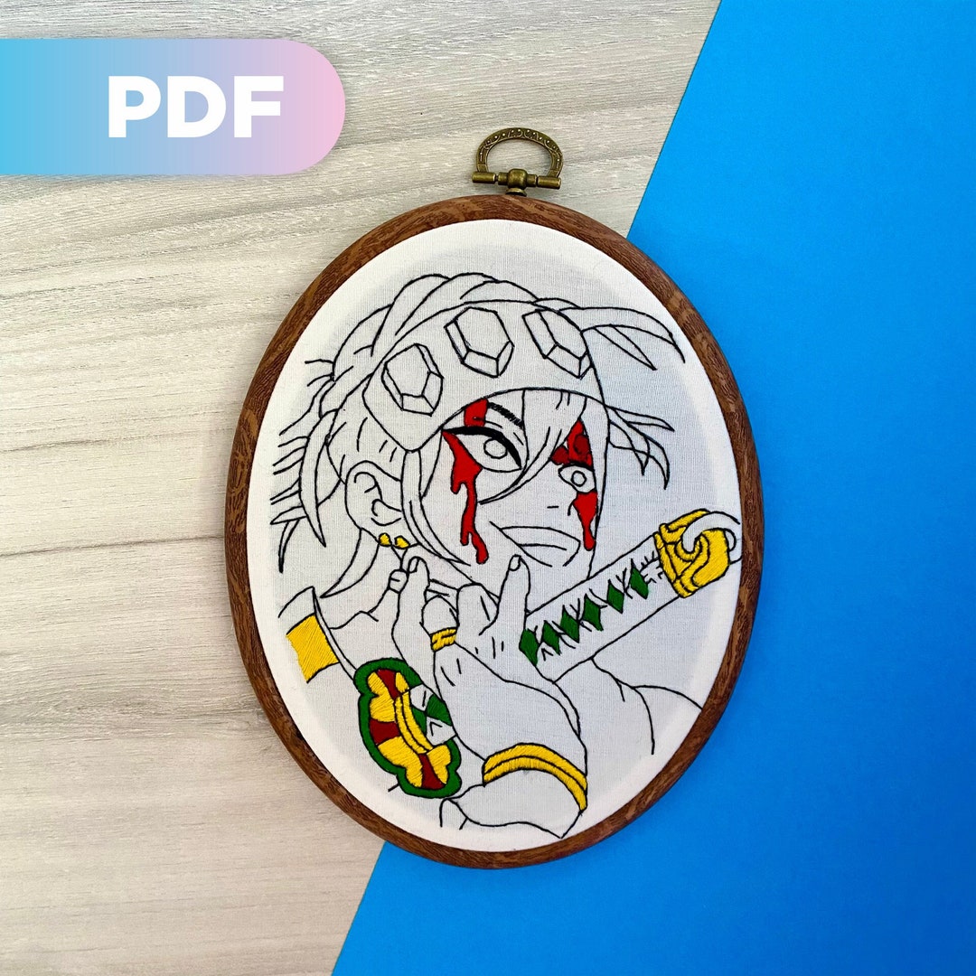 PDF Pattern Digital Embroidery Pattern Uzui Tengen Hand Embroidery ...