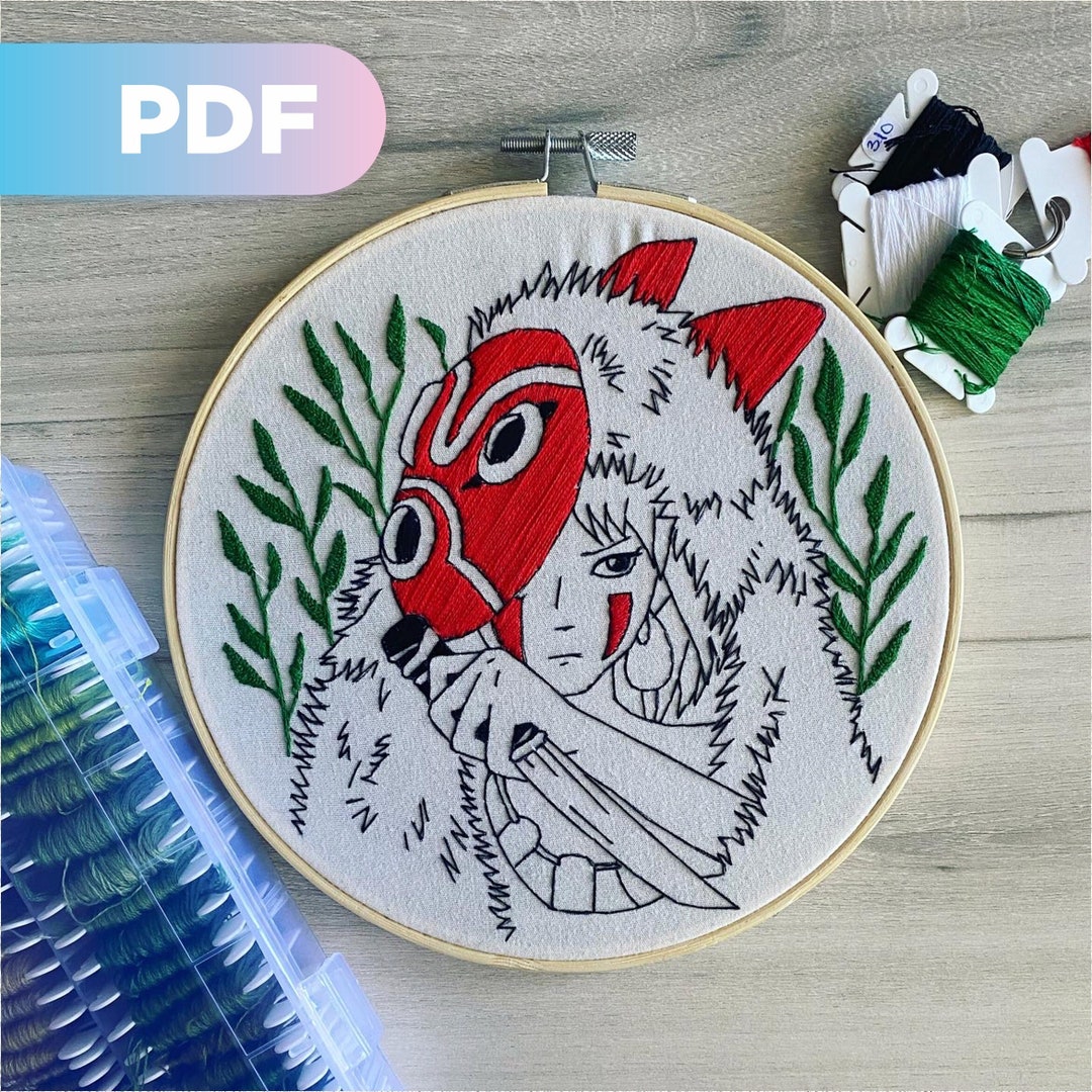 PDF Pattern | Digital Embroidery Pattern | Princess Mononoke | Hand ...