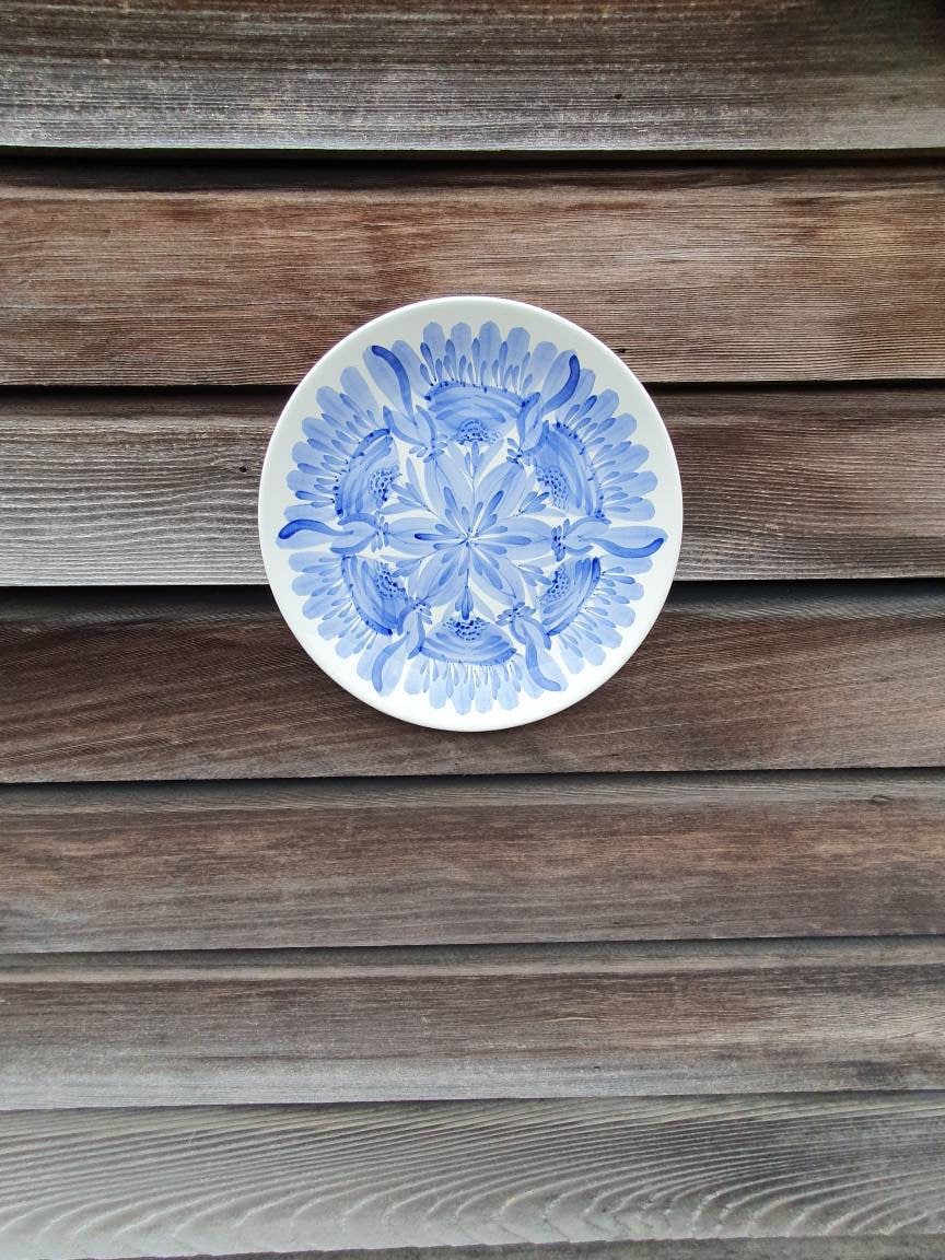 60s Hand Painted Polish Kolo Plate Blue Poland Wall Hanging - Etsy