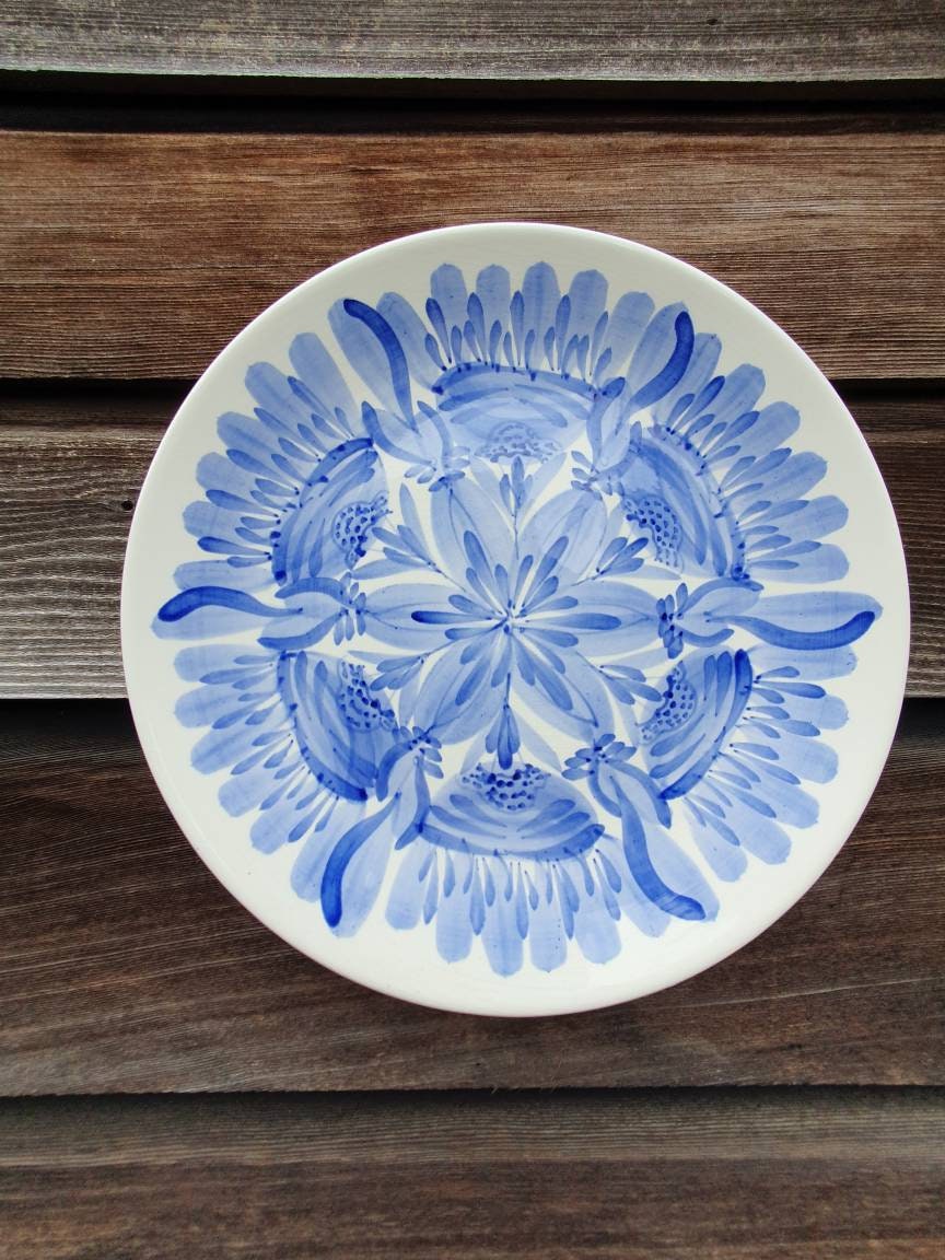 60s Hand Painted Polish Kolo Plate Blue Poland Wall Hanging - Etsy