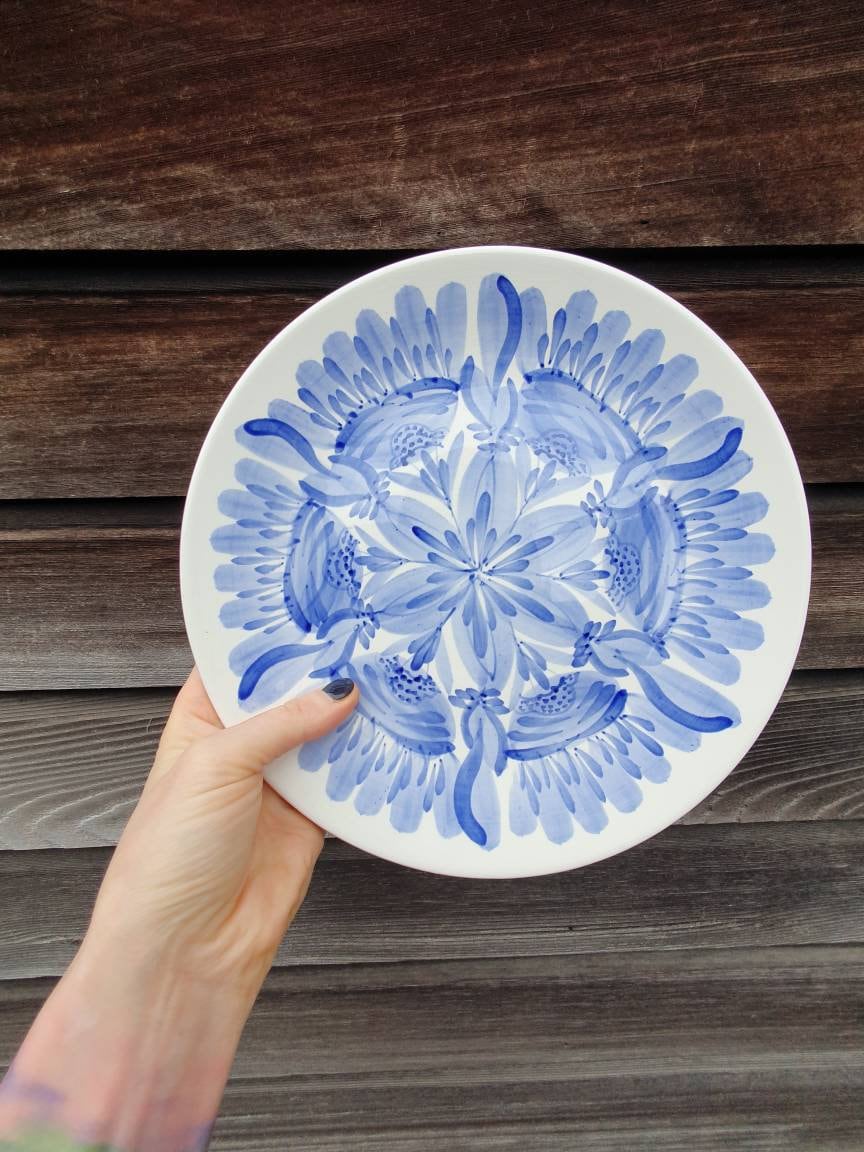 60s Hand Painted Polish Kolo Plate Blue Poland Wall Hanging - Etsy
