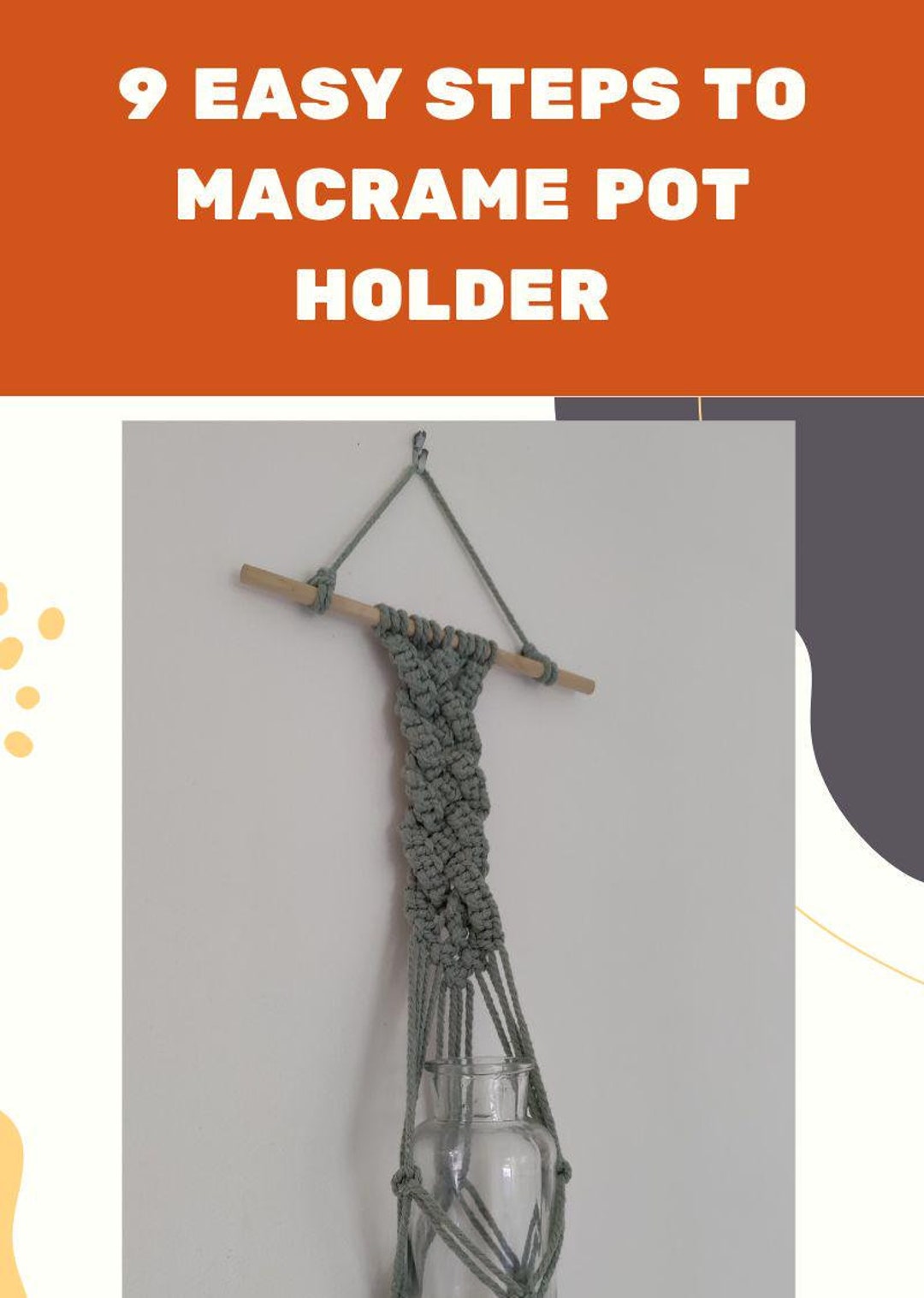 Macrame Pot Holder Pattern in 9 Easy Steps | Digital Download Pdf - Etsy