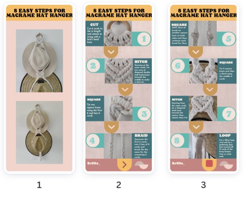 Macrame Double Hat Hanger Pattern in 8 Easy Steps | Digital Download ...