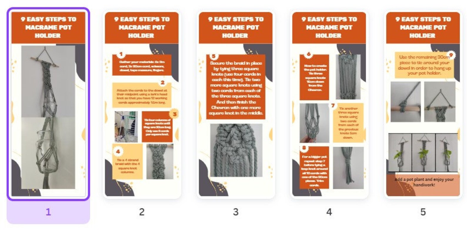 Macrame Pot Holder Pattern in 9 Easy Steps | Digital Download Pdf - Etsy