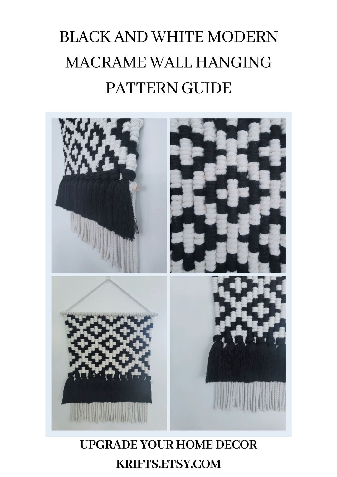 DIY Pixel Art Macrame Wall Hanging Pattern - Create Your Monochrome ...
