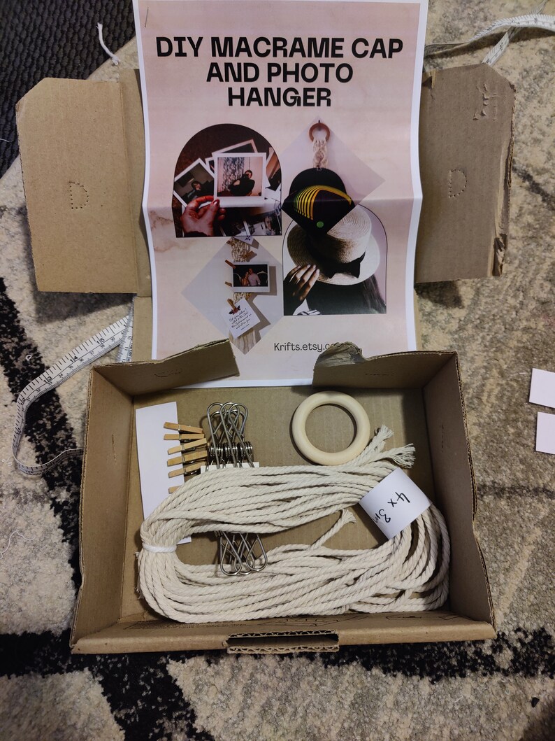 DIY KIT Macrame Cap and Photo Hanger - Etsy
