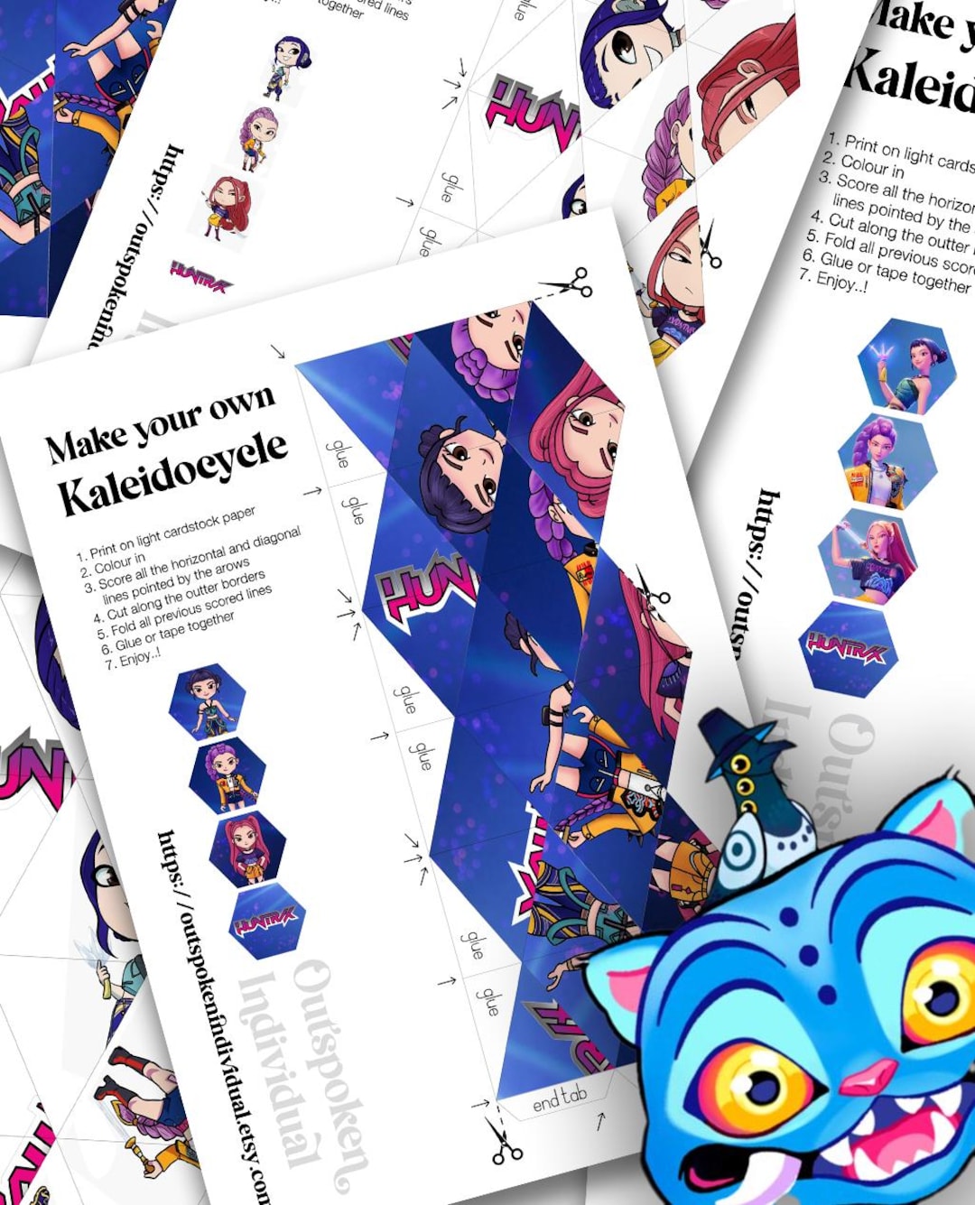 Kpop Demon Hunters Low Poly 3D Papercraft Kaleidocycle Paper Craft ...