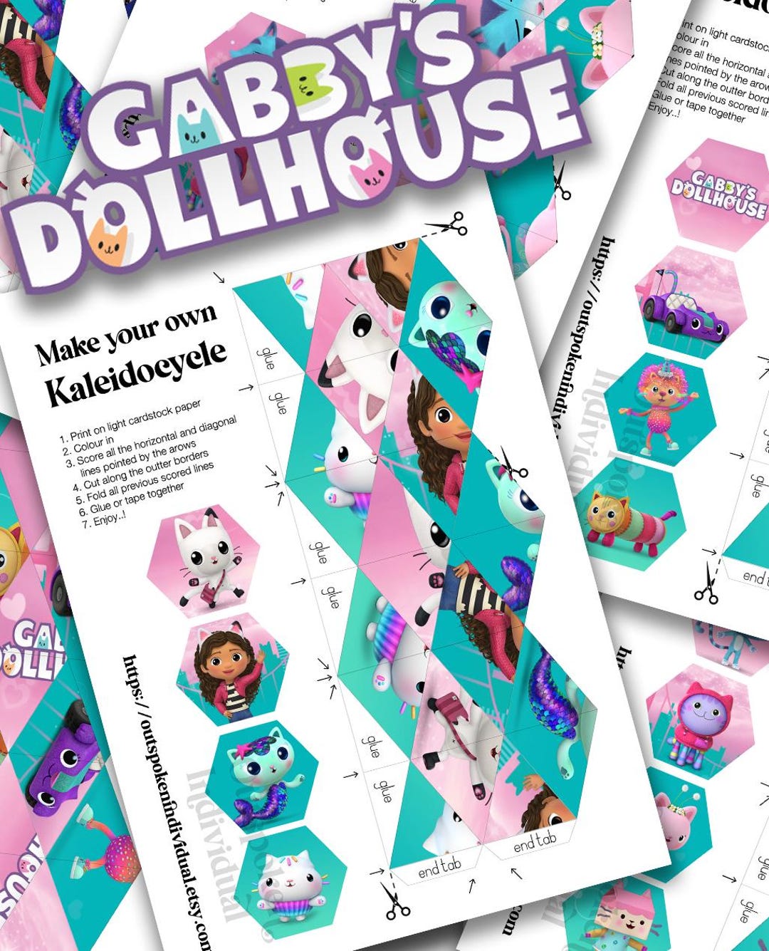 Gabby's Dollhouse Movie Low Poly 3D Papercraft Kaleidocycle Paper Craft ...