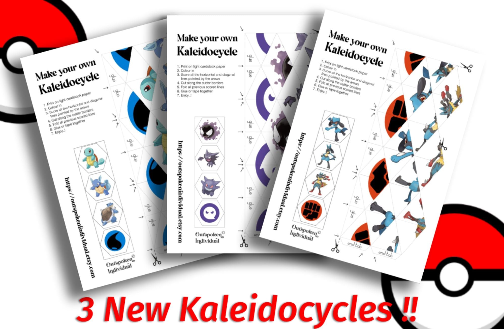Pokemon Low Poly 3D Papercraft Kaleidocycle Paper Craft Activity for ...