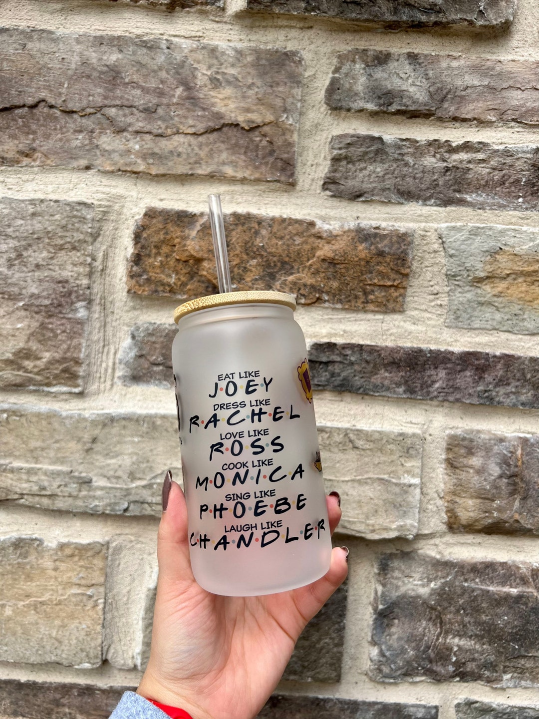 Friends Sublimation Glass Cup | Joey | Chandler | Ross | Phoebe ...