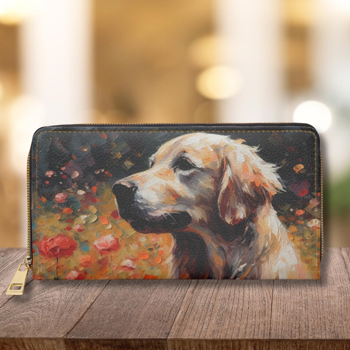 Zipper Wallet, Golden Retriever Wallet, Colorful Dog Mom Gift, Stay ...