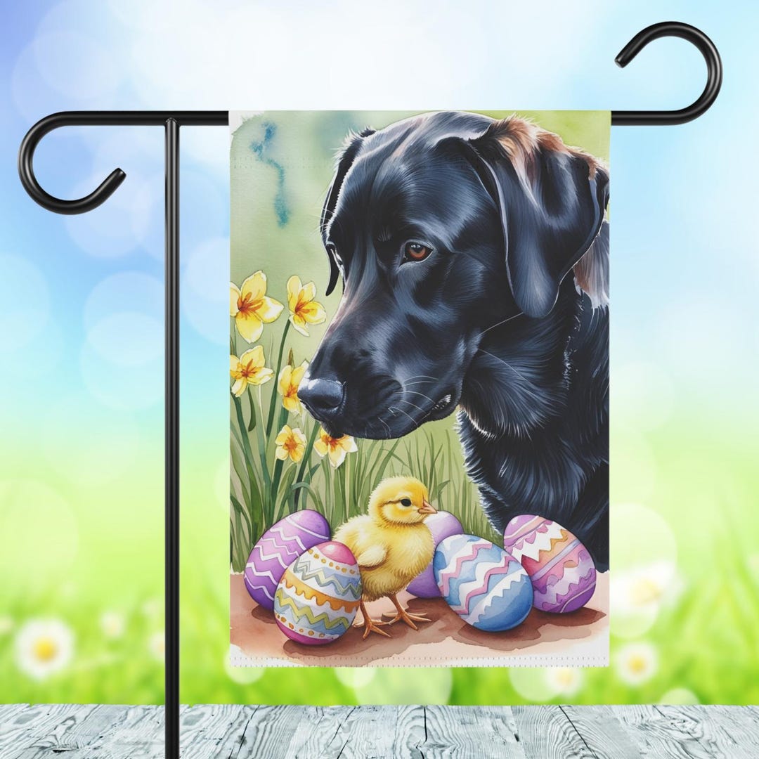 Black Labrador Easter Flag, Easter Labrador Garden Flag, Labrador ...