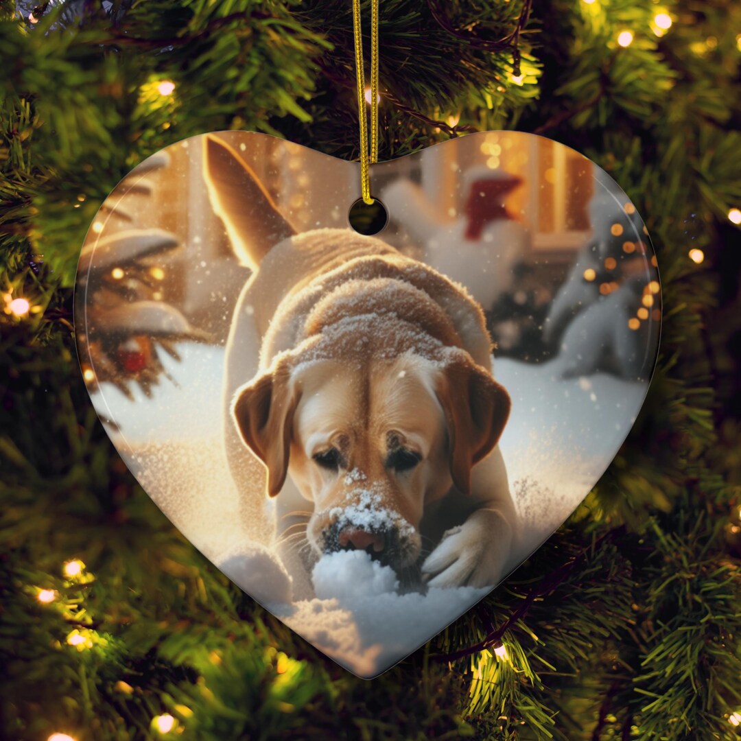 Labrador Christmas Ornament, Yellow Lab Gift, Ceramic Ornament ...