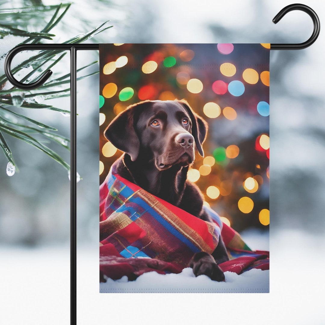 Chocolate Labrador Retriever Winter Flag, Chocolate Lab Gift, English ...