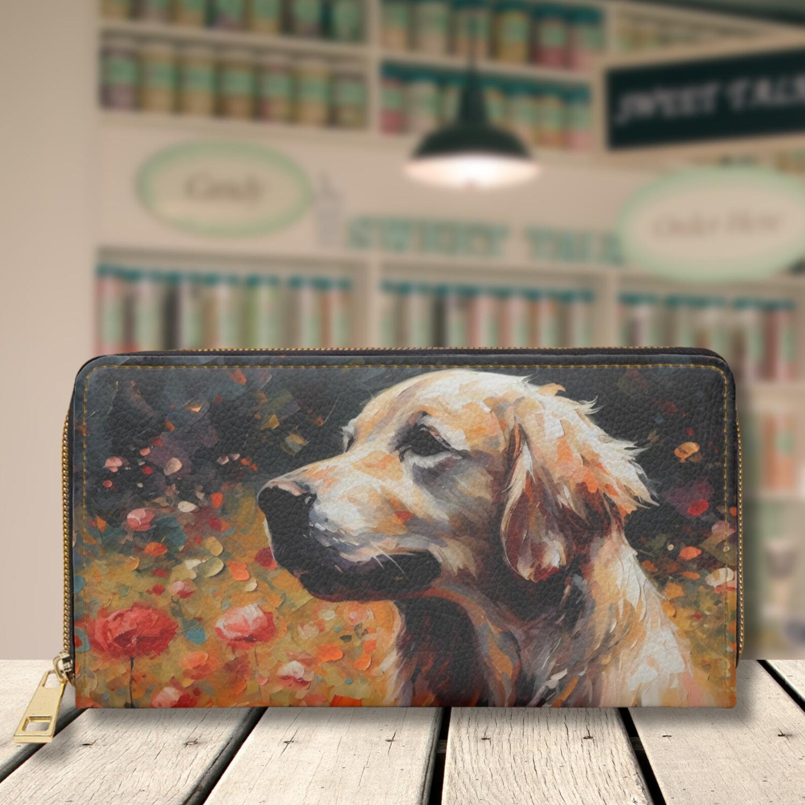Zipper Wallet, Golden Retriever Wallet, Colorful Dog Mom Gift, Stay ...
