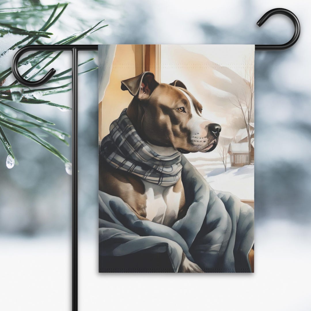 Winter Pitbull Flag, Pit Bull Banner, American Pitbull Terrier Yard ...