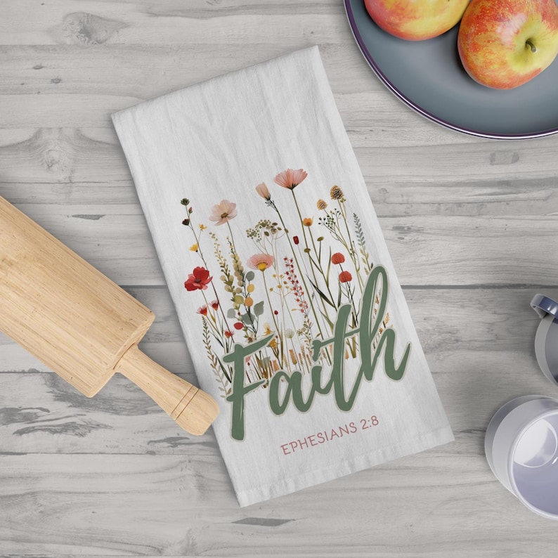 Christian Tea Towel, Scripture Kitchen Dish Towel Ephesians, Faith Home ...