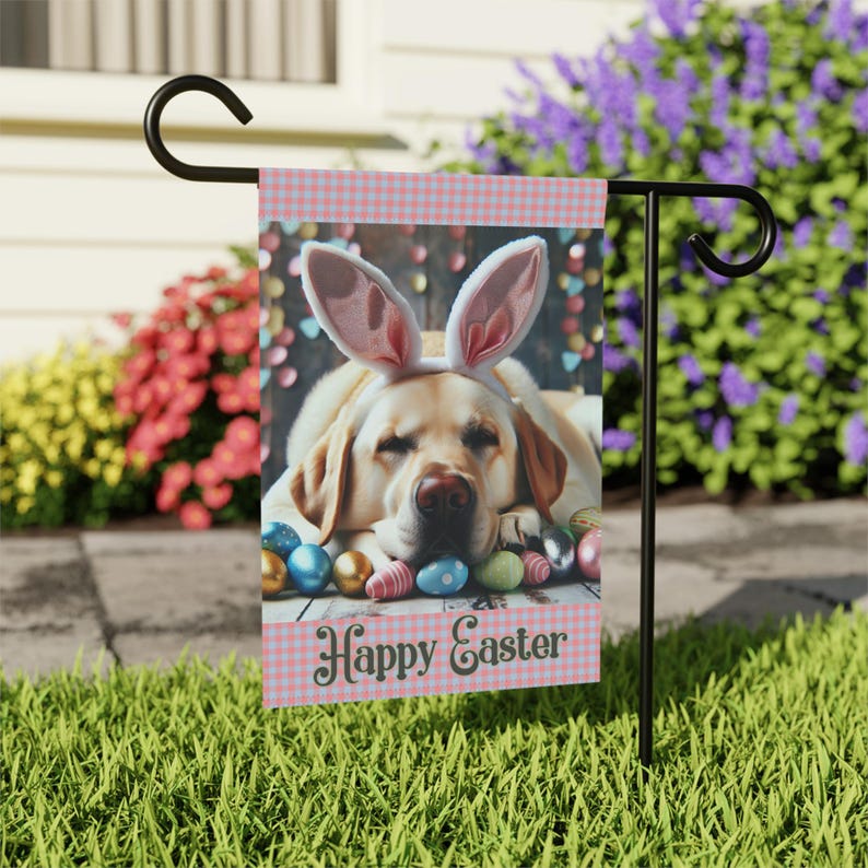 Labrador Easter Flag, Garden Banner, Yellow Lab Mom Gift, Spring Dog ...
