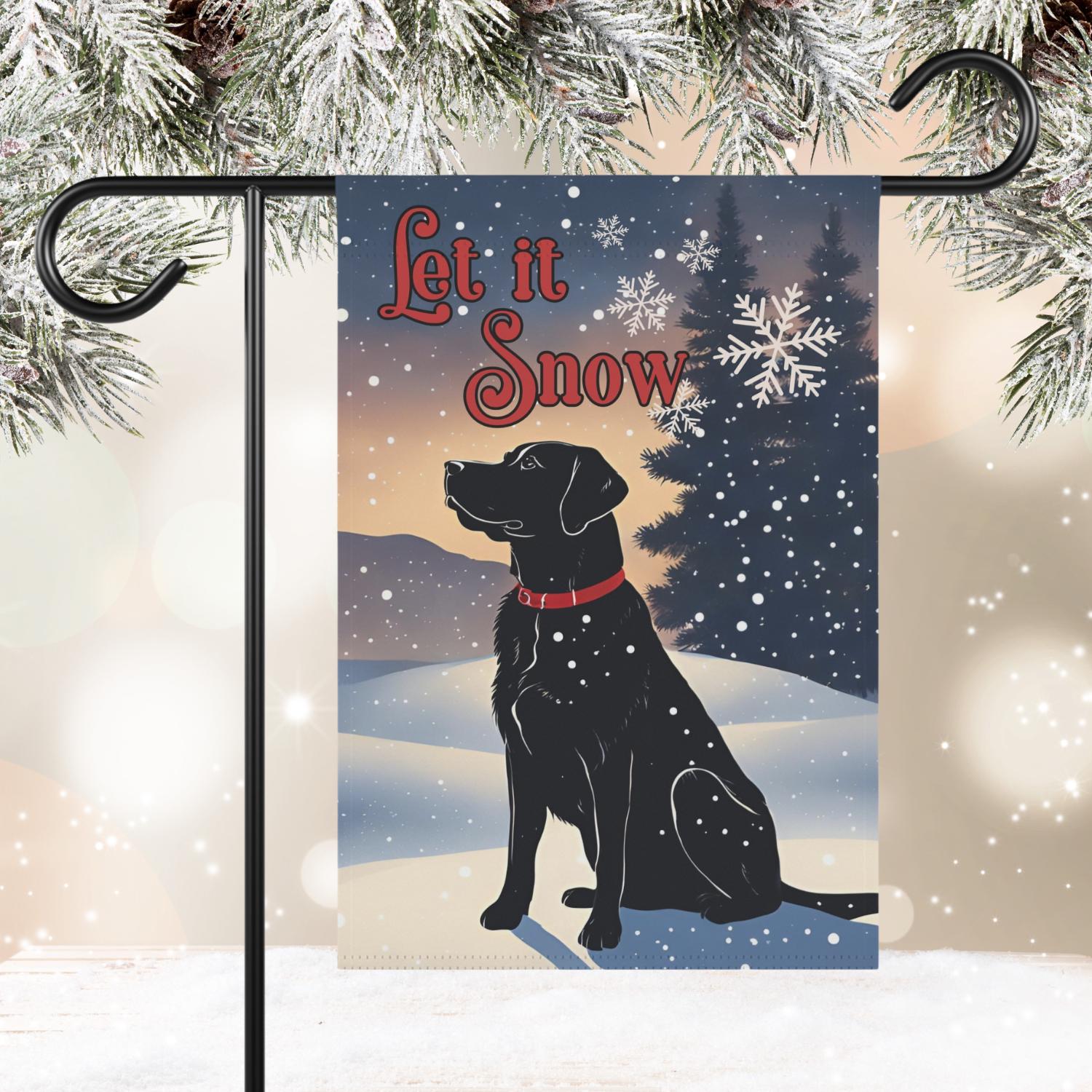 Black Lab Winter Flag, Labrador Gift, Garden Flag, Labrador Winter ...