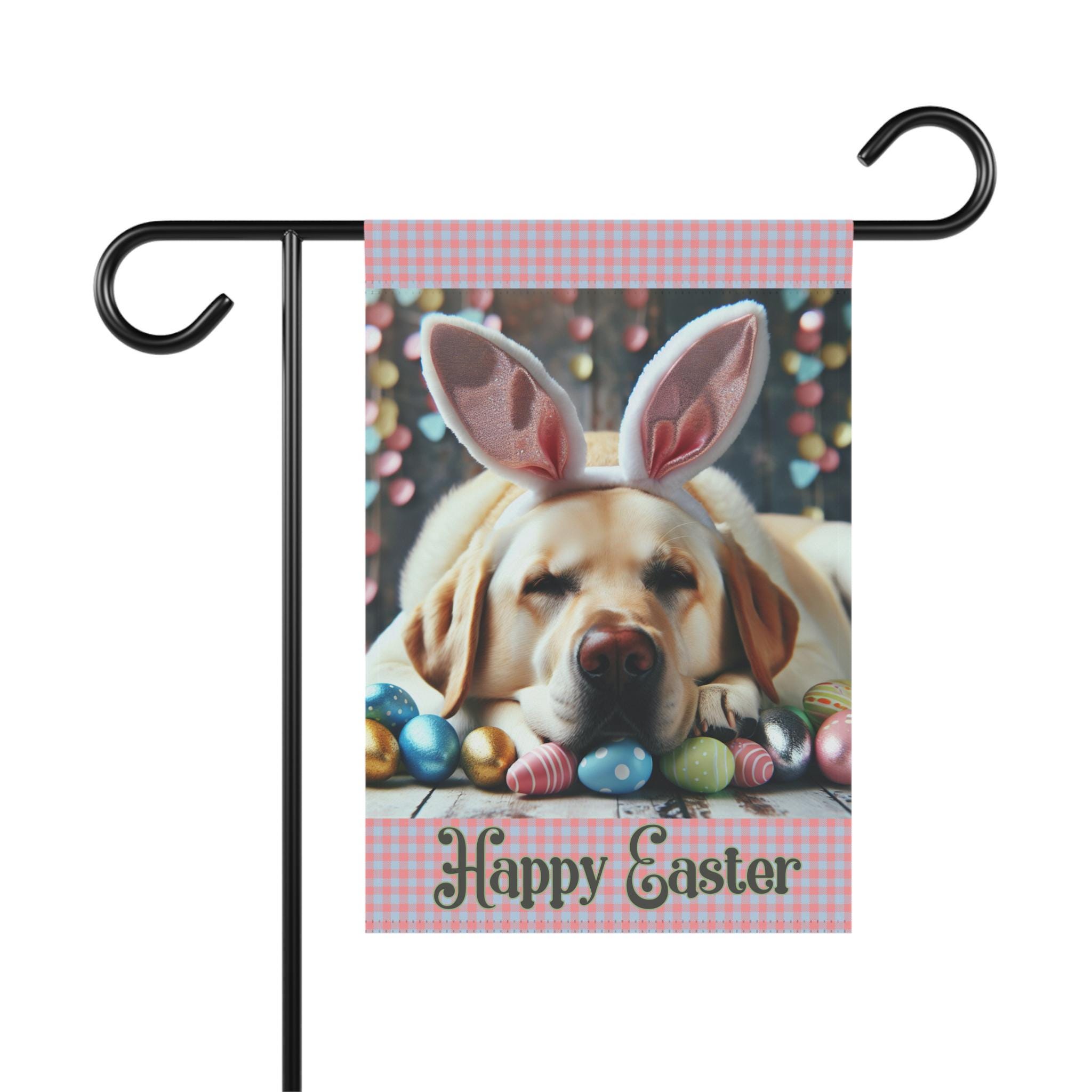 Labrador Easter Flag, Garden Banner, Yellow Lab Mom Gift, Spring Dog ...