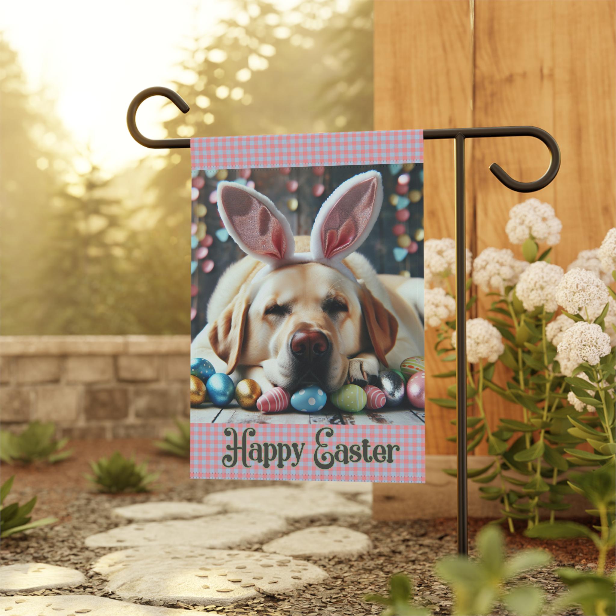 Labrador Easter Flag, Garden Banner, Yellow Lab Mom Gift, Spring Dog ...