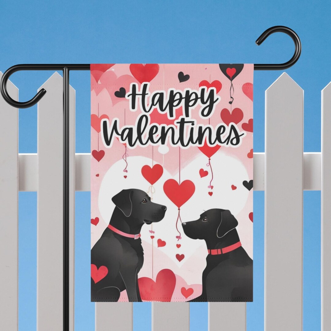 Garden Flag, Labrador Retriever Valentines Flag, Black Lab Valentine ...
