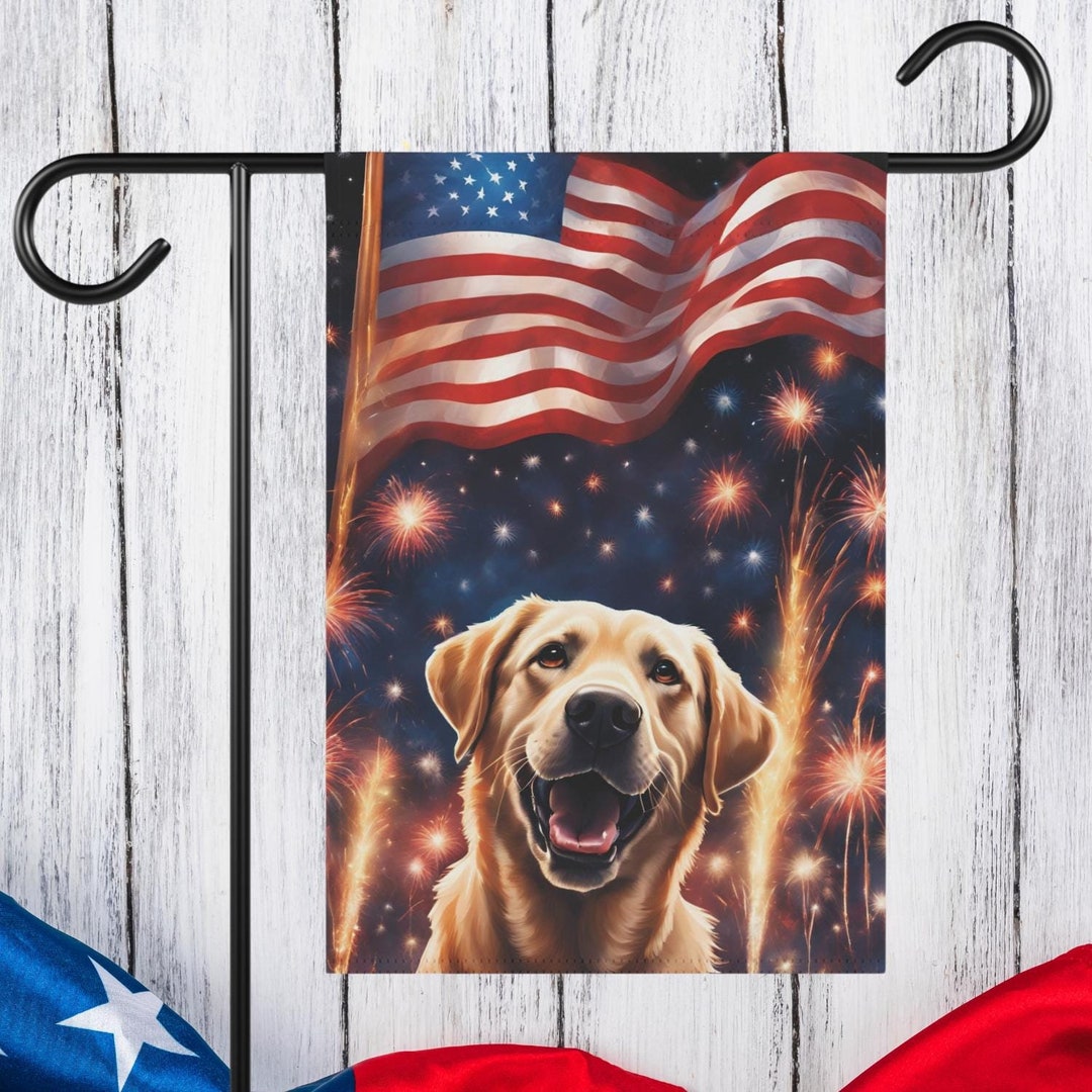 Patriotic Yellow Lab Flag, Yellow Labrador Garden Flag, Yellow Labrador ...