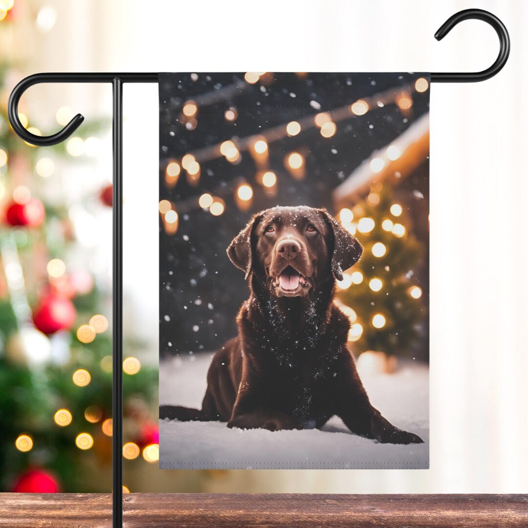 Chocolate Labrador Winter Flag, Chocolate Lab Garden Flag, Chocolate ...