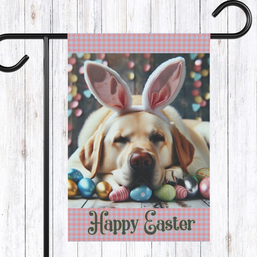 Labrador Easter Flag, Garden Banner, Yellow Lab Mom Gift, Spring Dog ...