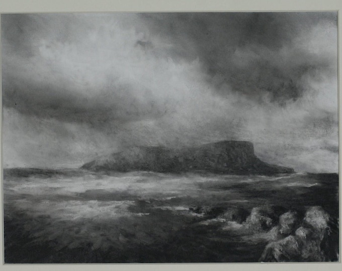 Original Charcoal Drawing isle of Eigg From Skye, Scottish Landscape ...