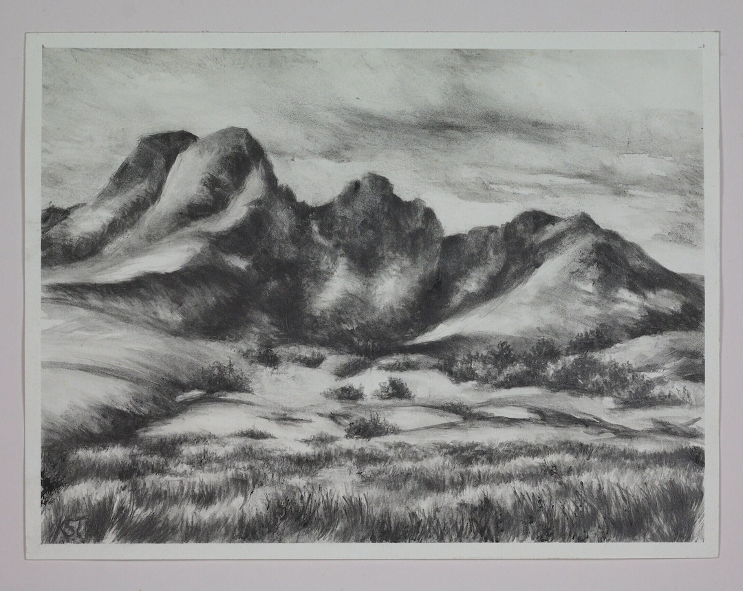 Original Scottish Landscape Drawing "blá Bheinn, Isle of Skye" Liquid ...